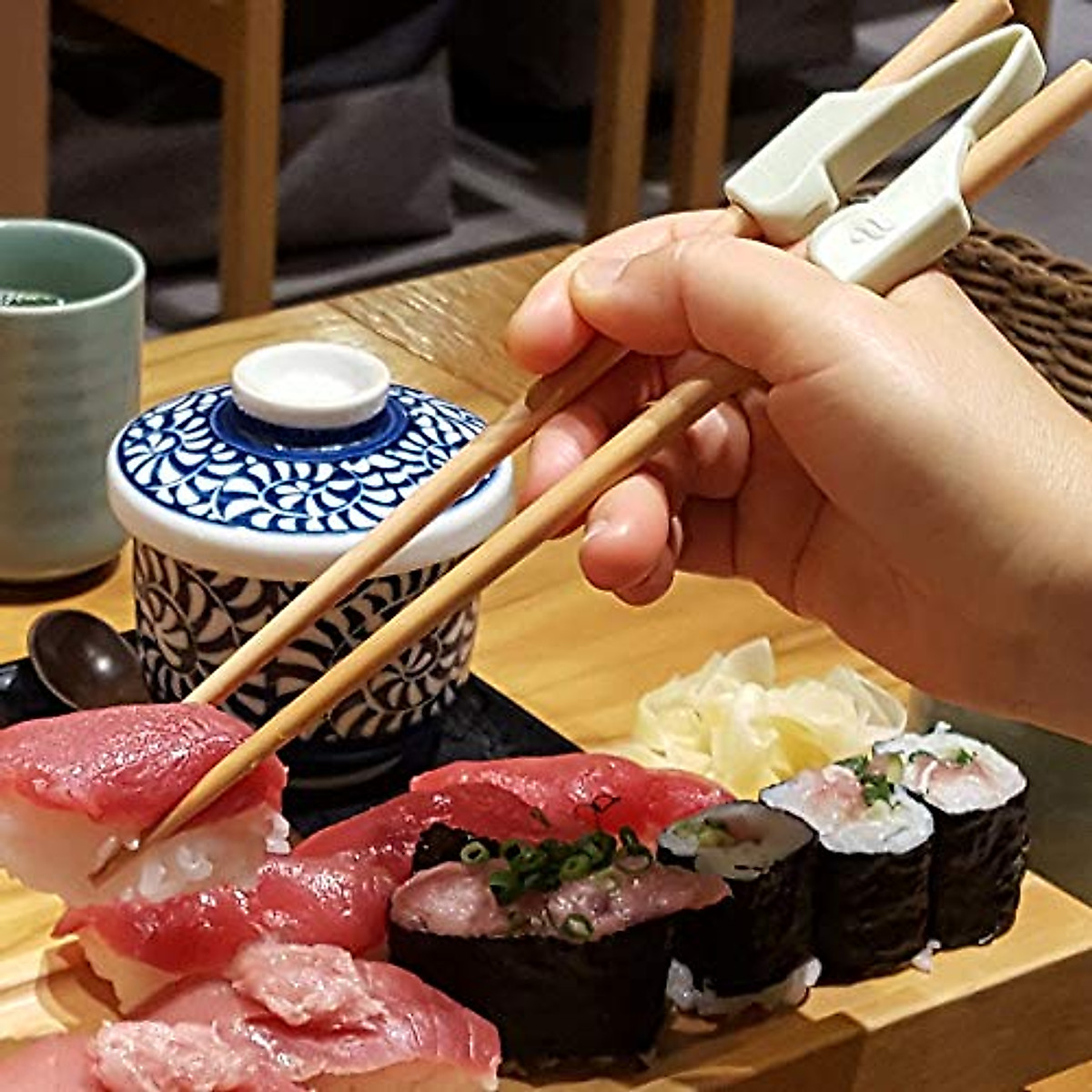 Senior ICare Chopstick Helper, Training Chopsticks for Adults, Beginner, Trainers or Learner - Right or Left Handed - Non-Slippery Reusable and Replaceable