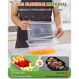 1/3-1/6-1/9 Size&6 Inch Translucent NSF Food Pan: 9 PCS[Total Seal] [Hot&Cold Resistant] Food Storage Containers with Lids, Topping Salad Bar Container (BPA-FREE)
