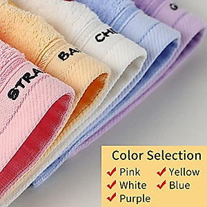 Soreca 100percentage Cotton Kids Facial Towels, Hand Towels and Fingertip Towels for Bathroom Towels Set Embroidered Cute Animal Pattern Children Washcloths 10inch x 20inch