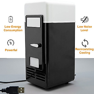 Mini Fridge,USB Small Refrigerators for Skincare Lipstick Perfume Beverage,Low Decibel Energy Saving Semiconductor Refrigeration Fridge Cooler for Car Home(Black)