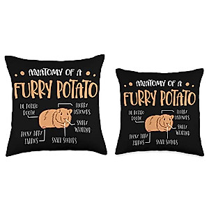 ap lucky designs for people Anatomy of A Furry Potato Guinea Pig Throw Pillow, 16x16, Multicolor