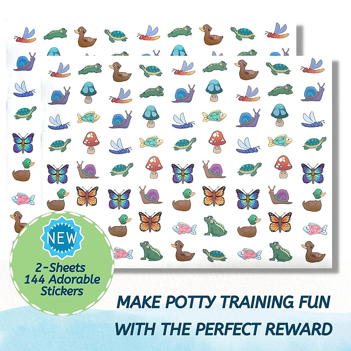 Potty Training Sticker Chart | Includes 4-Weekly Charts + 144 Adorable Themed Stickers | USA Made from The Creators of The Original Potty Watch (Pond)