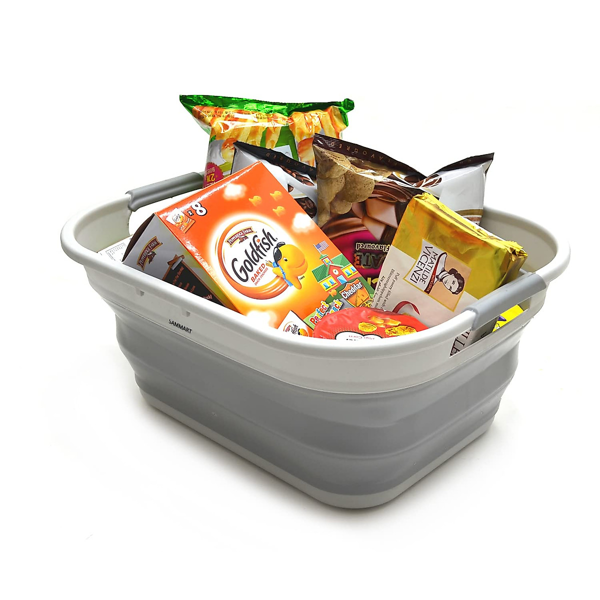 SAMMART Collpasible Laundry Basket (19.5L Collapsible Laundry Basket (Grey))
