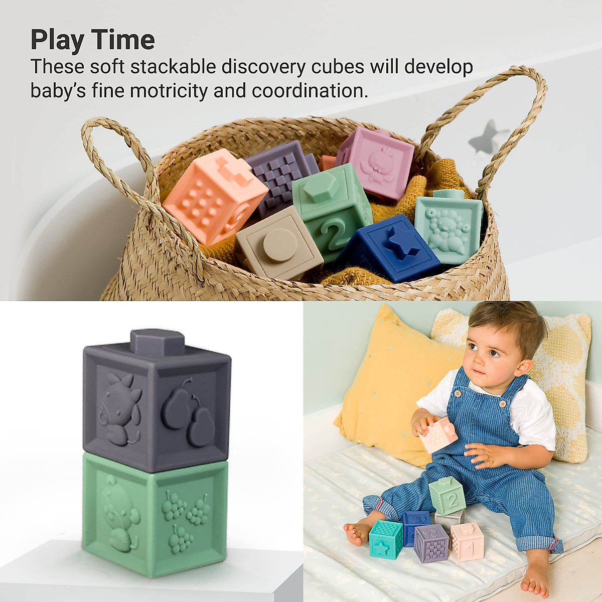 BabyToLove My Discovery Cubes | Early Childhood Development Toy | Multifunctional and Multisensory Blocks | Building Blocks | Fun Shapes