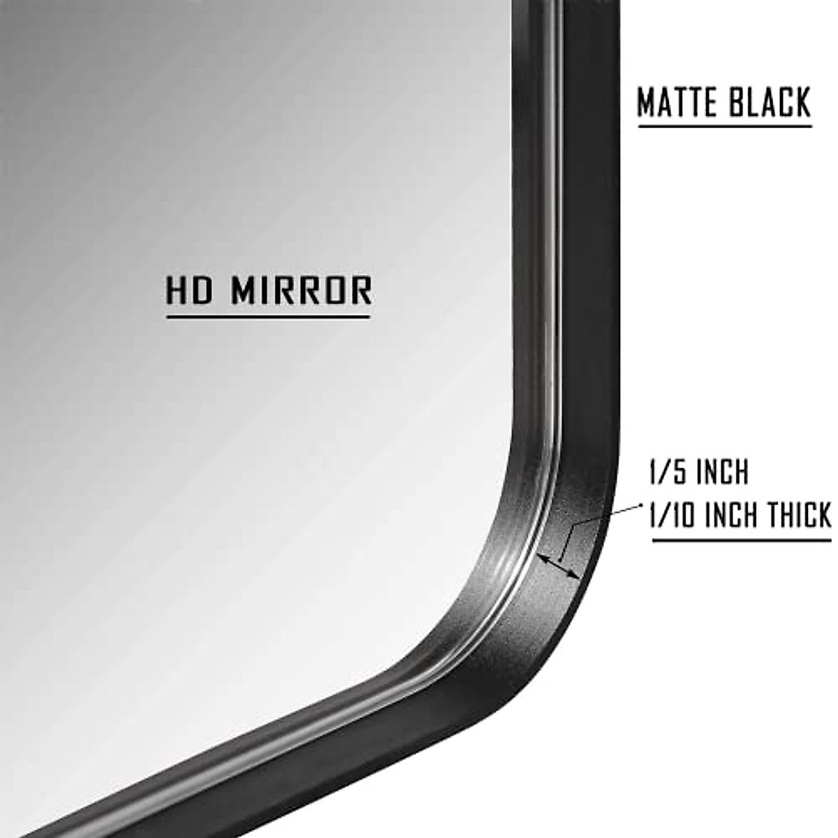DOHEEM Wall Mirror for Bathroom - Rounded Corner Mirror Black Metal Frame 22" X 30" Hangs Horizontal Or Vertical