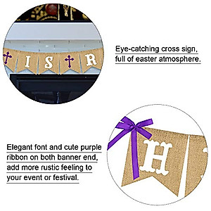 HE is Risen Banner Burlap - Easter Banner - Easter Decorations - Religious Holiday Resurrection Bunting - Church Mantel Outdoor Hanging Decor