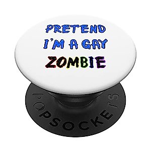 Pretend I'm A Gay Zombie Halloween Gay Bigender Pride Flag PopSockets Swappable PopGrip