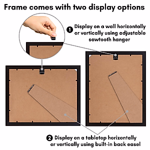 Americanflat 9x12 Picture Frame in Black - Engineered Wood Photo Frame with Shatter-Resistant Glass, Hanging Hardware, and Easel for Wall and Tabletop Display