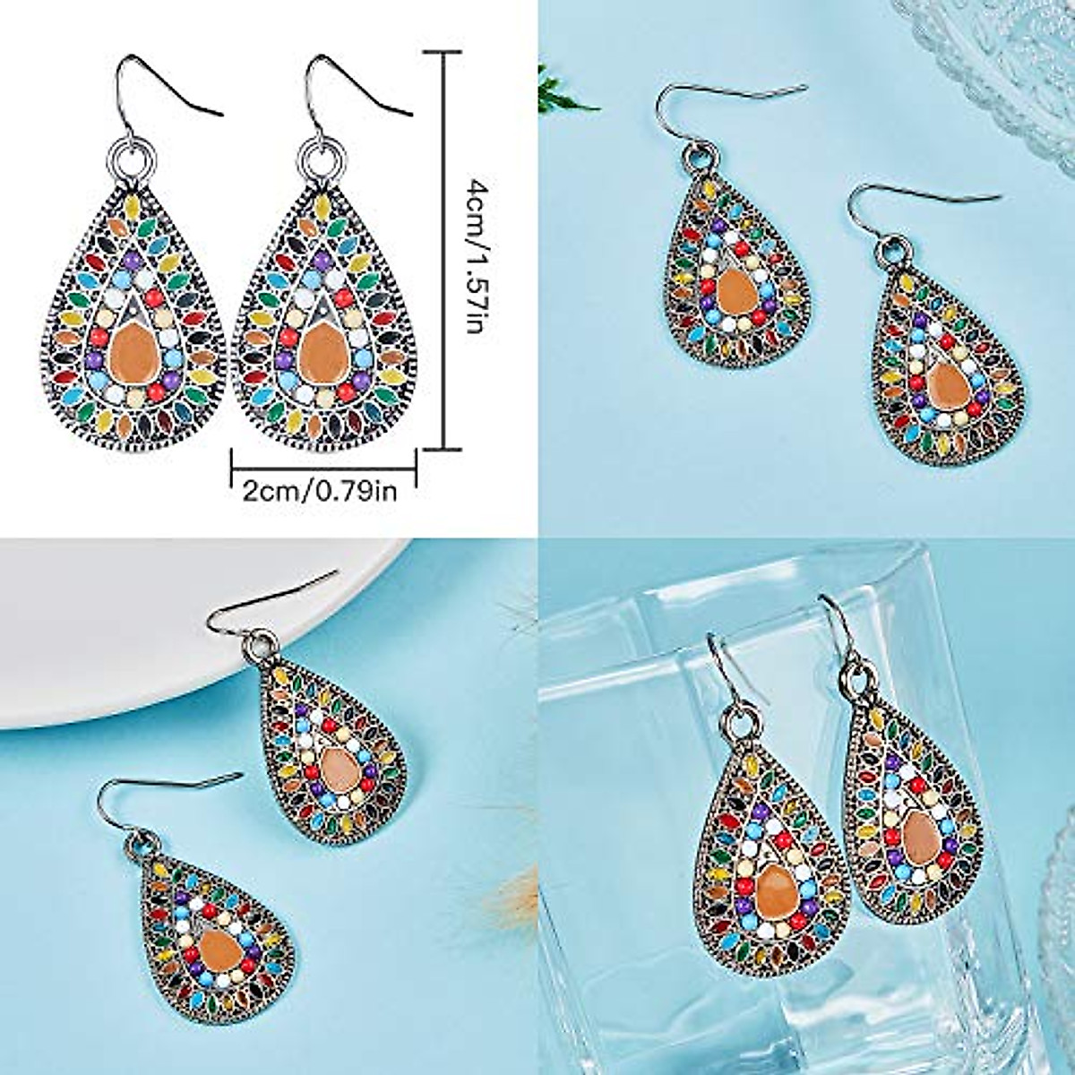 4 Pair Bohemian Vintage Earrings Dangle Drop Earring Jewelry Accessories for Women Supplies