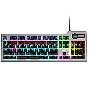 FIODIO Mechanical Gaming Keyboard, Wired RGB Rainbow Backlit Keyboard with Blue Switches, Ergonomic Standard Keyboard for Desktop, Computer, PC