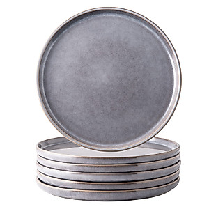 AmorArc Dinner Plates Set of 6, 10.5 Inch Reactive Glaze Ceramic Plates Set, Microwave, Dishwasher Safe, Scratch Resistant, Modern Large Dinnerware Dishes Set Kitchen Stoneware Plates