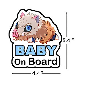 Daina Super Cute Baby Inosuke On Board Reflective Bumper Sticker, Reflective Kid Safety Slow Down Sign Sticker Decals for Cars, 1 pc. AT-027I