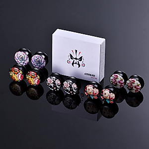 KUBOOZ(5 Pairs Rose Acrylic Ear Plugs Tunnels Gauges Stretcher Piercings