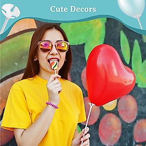 PP OPOUNT 35 Pieces Balloon Sticks, 12.6 inches Plastic Balloons Sticks, Balloon Holders for Anniversary, Wedding, Birthday, Party Decoration, Balloon Sticks with Base (Upgraded Version)