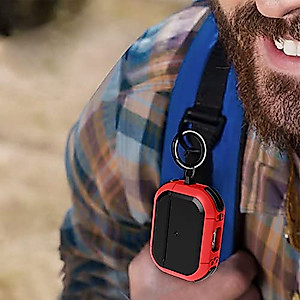 SaharaCase Armor Series Case for Apple AirPods Pro 2 (2nd Generation) [Rugged] Full Body Protection Antislip Grip Slim with Keychain (Red)