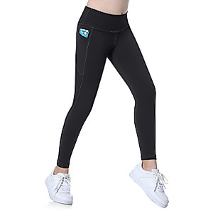 Heathyoga Girls Leggings with Pockets Girls Yoga Pants Athletic Leggings for Girls Dancing Leggings Workout Leggings Black