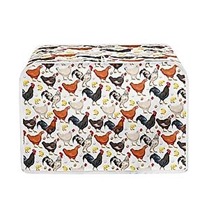 Gomyblomy Rooster & Chick Toaster Covers 4 Slice Wide Slot Dustproof Fingerprint Protectors and Greasy Protection Anti-sputtering Machine Washable