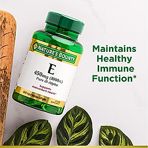 Nature’s Bounty Vitamin E 1000 IU Softgels, Supports Antioxidant Health & Immune System, 1 Pack, 60 Softgels