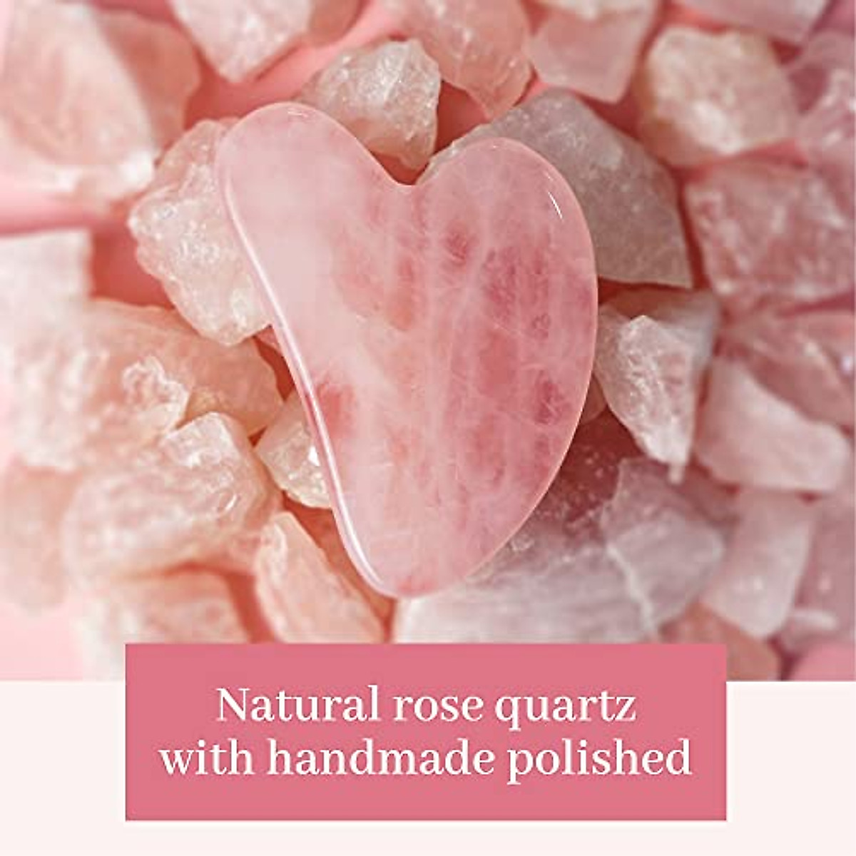 Rena Chris Rose Quartz Gua Sha, Natural Jade Facial Tools for SPA Acupuncture, Pink Stone for Body Face Neck and Eye, Skin Care Gift for Woman