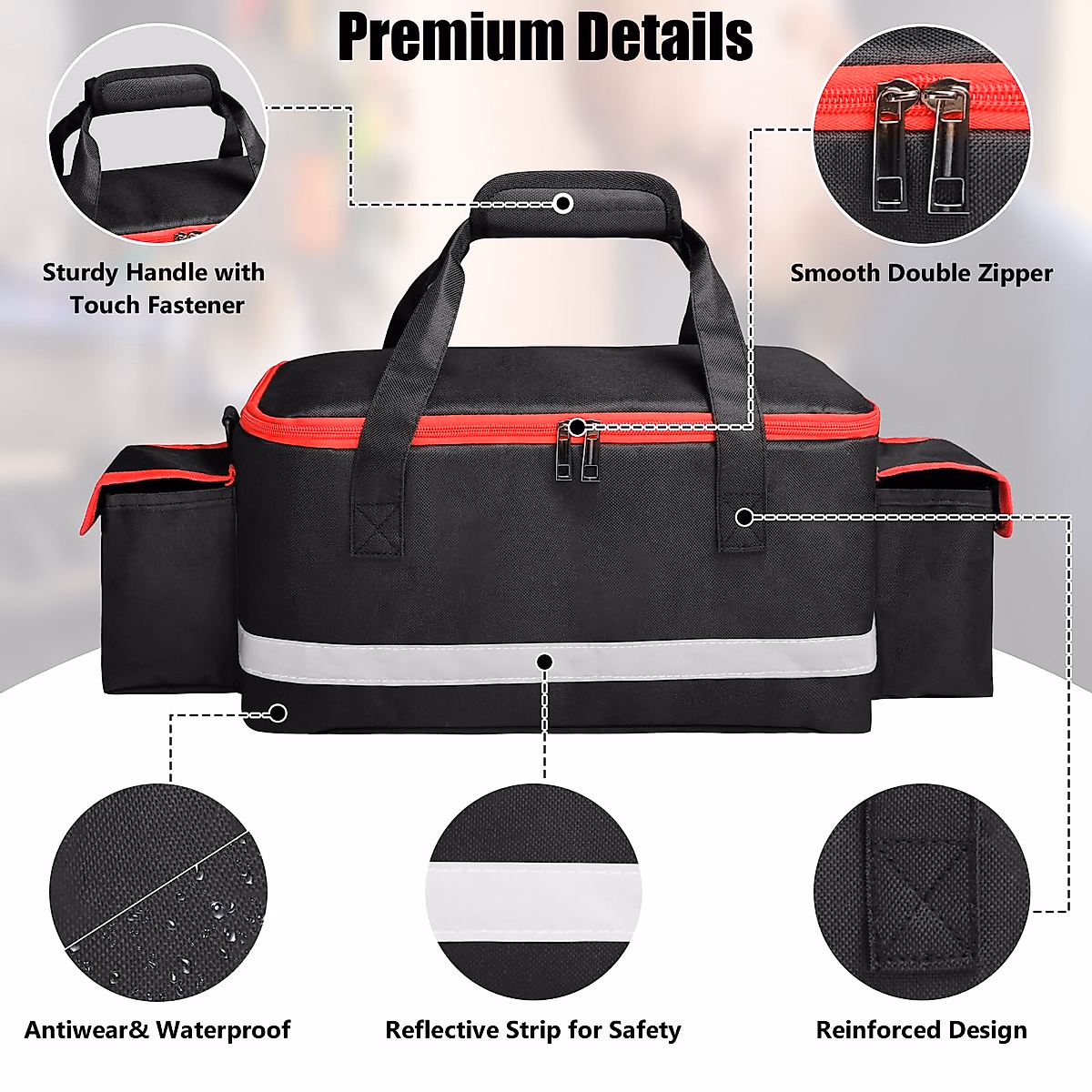 Tesuko Air Compressor Bag Compatible with Milwaukee M18 Inflator 2848-20/2771-20, Air Pump Organizer Case for Milwaukee Inflator, Storage Holder Pouch for 18V 3.0 to 9.0 Ah Battery Black (Only Case)