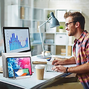 Syslux Vertical Laptop Stand [Upgrade Version], 3 Slots Space-Saving Aluminum Desktop Stand Holder with Adjustable Dock Size,Compatible with All MacBook/Surface/Lenovo/Dell/Gaming Laptops (Silver)