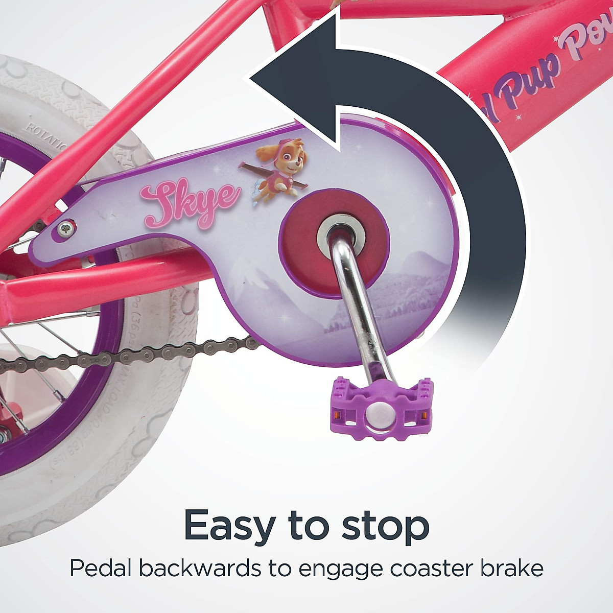 Nickelodeon Paw Patrol Kids Bike, For Boys and Girls Ages 2 to 4 Year Old or 28 to 38 Inch Tall, Paw Patrol Skye on a Pink Steel Frame and Chain Guard, Includes Training Wheels, 12-Inch Wheels