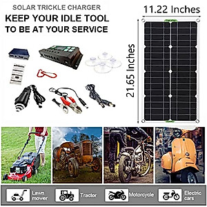 30W Solar Trickle Charger Maintainer "Full Circuit" Higher Efficiency 12V PV Panel with Latest "10" Amps 12V/ 24V (MPPT+PWM) Easy Plug & Play. Suitable for acided batterys.