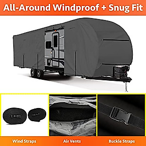 NEH Top Travel Trailer RV Cover for 38ft - 40ft Length RV Cover, Ripstop Camper Cover, Tearproof Waterproof Motorhome Cover