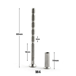 PZRT 4 Set Door Handle Hardware Lever Handle Screws Connecting Bolts & Sleeves Phillips Drive Flat Countersunk Head Fixing Cutting Slot Articulated Screw M4x60mm