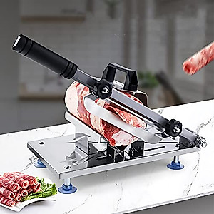 Thickened Upgraded Stainless Steel Meat Cutter Manual Frozen Meat Slicer Beef Mutton Roll Food Slicer Slicing Machine for Home Cooking of Hot Pot Shabu Shabu Korean BBQ