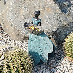 DiliComing Fairy Garden Statue Bird Feeder - 12 Inch Fairy Statue for Home Decoration, Resin Outdoor Statues for Garden Decoration, Best Bird Feeder Garden Gift for Women 12 x 7.5 x 5 Inch