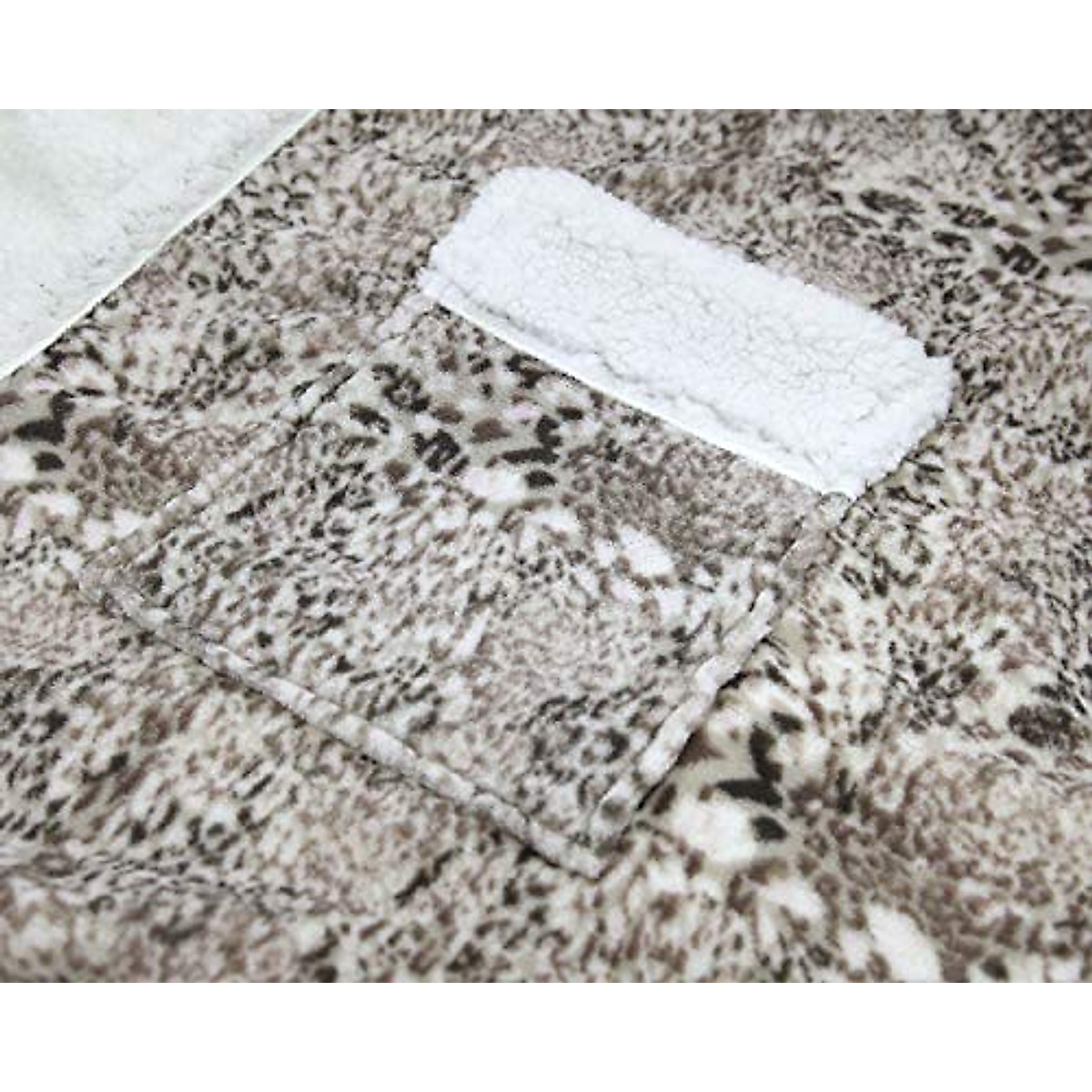 Marquess Hooded Throw Robe Wrap Ultra Soft Plush Coral Fleece & Sherpa Wearable Blanket with 2 Pockets Print Chic Lifestyle Gift 51 x 71'' (Beige Point)