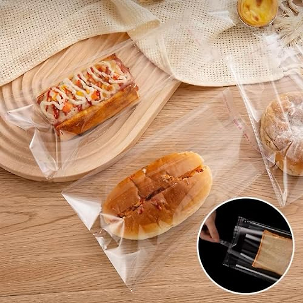 BornFeel 5" x 7" Self Adhesive Cello Bags, 300pcs Clear Resealable Cellophane Bags, 1 Mil, for Cookies, Bakery, Party Decorative Gifts