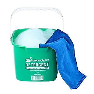 Restaurantware-RW Clean 8 Quart Cleaning Bucket, 1 Detergent Square Bucket - With Measurements, Built-In Spout And Handle, Green Plastic Utility Bucket, For Home Or Commercial Use,
