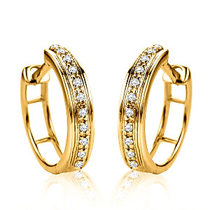 Orovi 0.07 Carat Diamond Hoop Earrings for Women - 14K Yellow Gold Earrings for Women - Elegant Timeless Womens Earrings Set - Small Hoop Earrings for Women - Jewelry for Women
