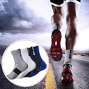 YQHMT Basketball Socks Outdoor Athletic Crew Socks Thick Compression Long Running Sports Socks for Men & Women 4 Pack