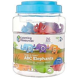 Learning Resources Snap-n-Learn ABC Elephants, Educational Toys, Alphabet Elephant Toy, Fine Motor Toys, Counting and Sorting Toys, Ages 2+