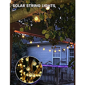 Bryopath Solar String Lights Outdoor, Solar Xmas Tree Lights, Crystal Globe Lights with 8 Lighting Modes, Waterproof Solar Powered Patio Lights for Garden Yard Porch Wedding Party Decor Halloween