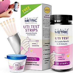 UTI Test Strips for Women & Men - Easy to Use at Home Urinary Tract Infection Testing Kit | Clinically Tested Urine Dipsticks | Foil-Wrapped for Extended Lifetime | 50 Strips