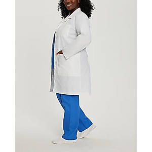Landau Relaxed Fit 5-Pkt 3-Button Full-Length Notebook Lab Coat for Women 3165 White