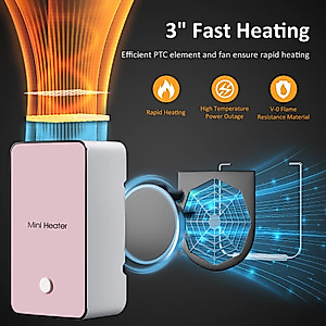 Personal Space Heater UCAN Portable Mini Electric Space Air Warmer for Room Office Desktop Pink