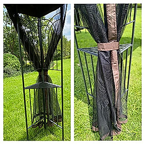 13' x 10' Gazebo for Patio with Mosquito Netting, Outdoor Canopy with Ventilated Double Roof and Corner Shelves, Pergolas for Shade and Rain with Metal Frame, Perfect for Backyard and Deck, Brown Top