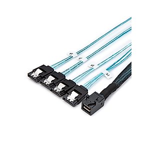 CableCreation 2-Pack 1.6FT/0.5M Internal HD Mini SAS (SFF-8643 Host) - 4X SATA (Target) Cable,SFF-8643 to 4X SATA Cable, SFF-8643 for Controller, 4 Sata Connect to Hard Drive