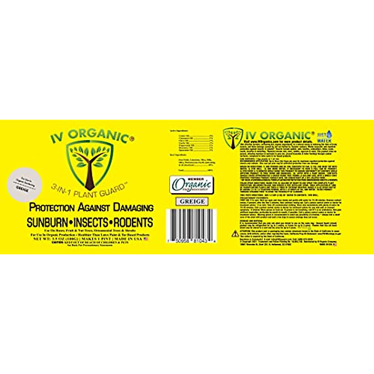 IV Organic 3-in-1 Plant Guard, 1 Pint (Greige)