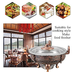 CSUNNY Hot Pot and Food Tomatoes Round Scarab Catering Buffet Server Set Catering Scarab Buffet Warmer for Kitchen Party Buffets,Bronze,Two