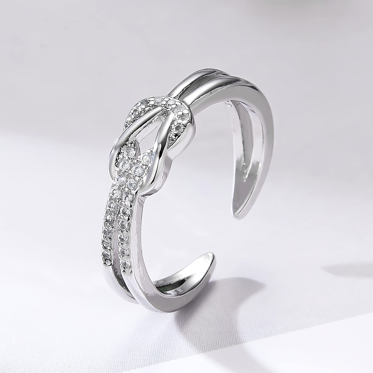 To My Daughter Ring the Love Between Mother and Daughter is Forever Ring My Best Friend Square Knot Rings Adjustable CZ Diamond Ring with Message Card Gifts Jewelry for Women