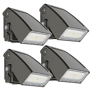 LED Wall Pack Lights Outdoor with Dusk to Dawn Photocell, 30W Exterior Security Flood Lighting Adjustable Full Cut Off Fixtures for Porch, Garage, House, 5000K IP65 Waterproof, ETL Listed 4Pack