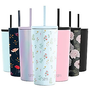 Simple Modern Insulated Tumbler with Lid and Straw | Iced Coffee Cup Reusable Stainless Steel Water Bottle Travel Mug | Gifts for Women Men Her Him | Classic Collection | 20oz | Finley Floral
