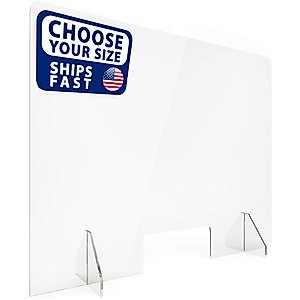 SignHero Sneeze Guard | Large, Sturdy ¼” Acrylic Plexiglass Shield | USA-Made, Fast Shipping, 30 Second Setup | Plexiglass Barrier for Counter, Reception, School, Office (Multiple Sizes)