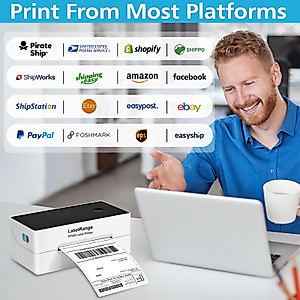 LabelRange 300DPI High Resolution Thermal Label Printer - Commercial Grade Shipping Label Printer 4x6, Support Amazon Ebay Paypal Shopify Etsy Shipstation and More on Windows, Mac and Linux System